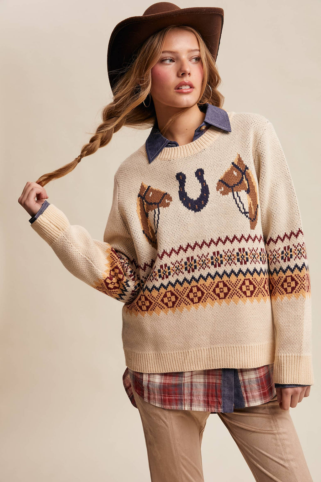 Western Horse & Horseshoe Sweater – The Jazzy Cowgirl
